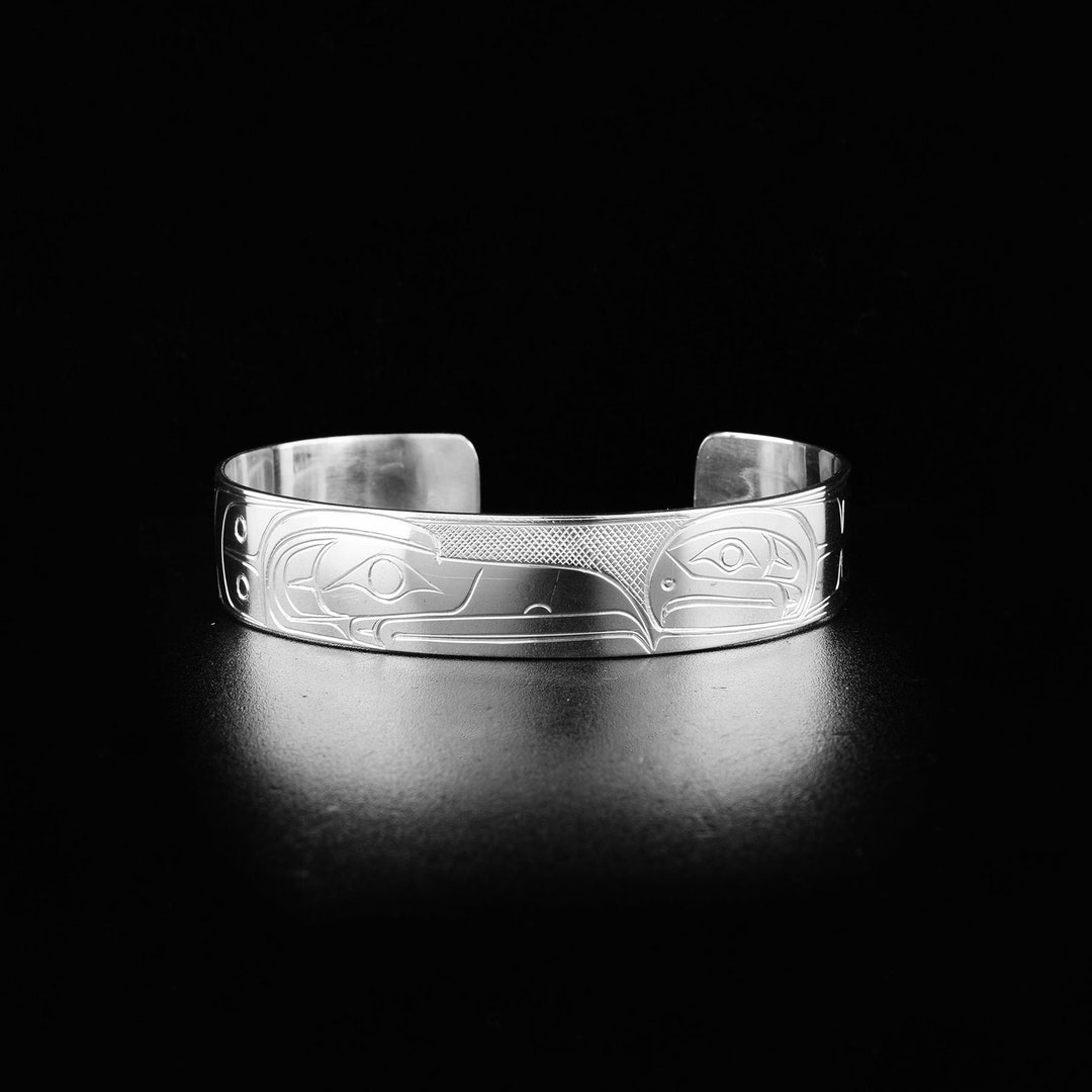Northwest Coast First Nations, Hand Carved Sterling Silver 1/2 Raven ...