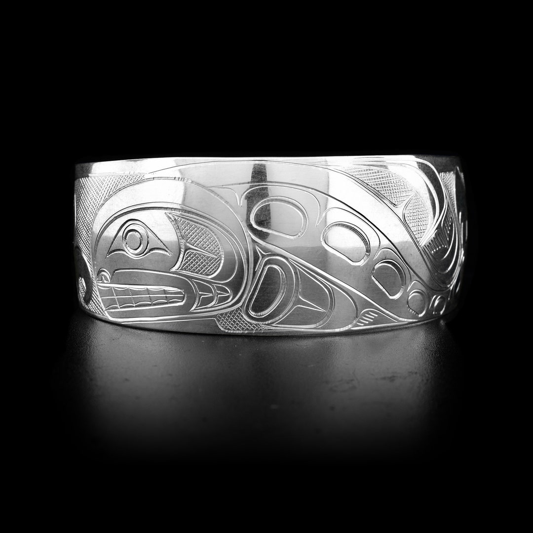 Canadian First Nations, Orca 1" Sterling Silver Cuff Bracelet ...