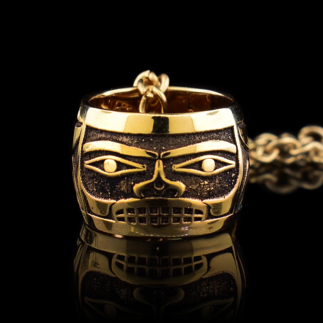 Canadian First Nations, Chilkat Box 14K Gold Charm Bead, Indigenous ...