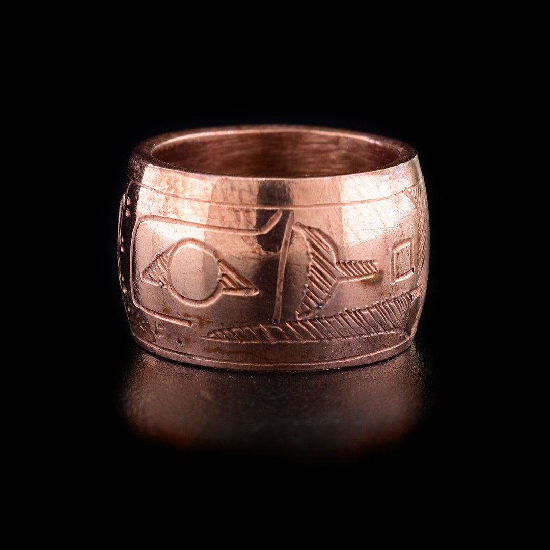 Canadian First Nations, Hand Carved Copper Raven Spirit Bead ...