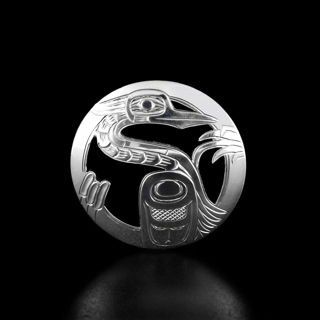 Premières Nations Du Canada épinglette Héron En Argent Sterling