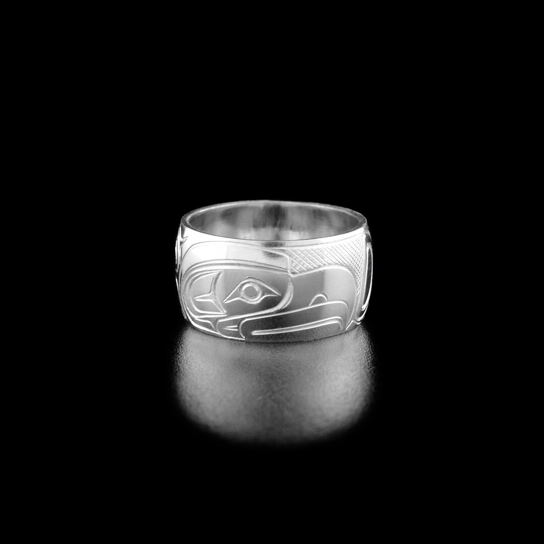 Canadian First Nations, Hand Carved Sterling Silver 3/8" Eagle Ring ...