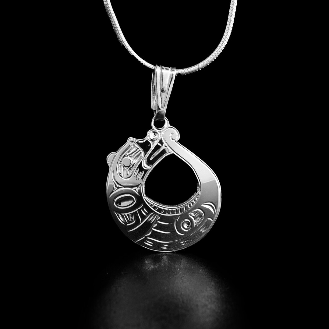 Canadian First Nations, Hand Carved Sterling Silver Otter Circle ...