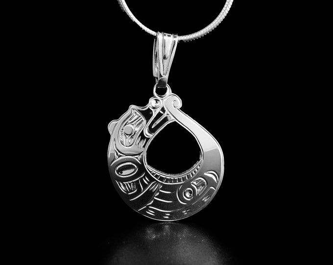 Canadian First Nations, Hand Carved Sterling Silver Otter Circle ...