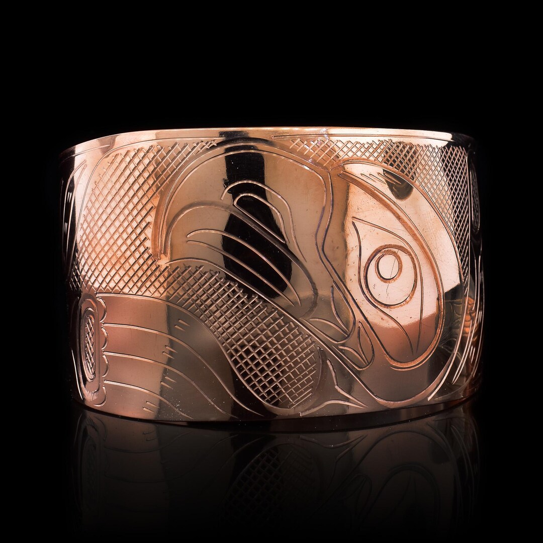Canadian First Nations, Hand Carved Wide Copper Eagle Bracelet Cuff ...