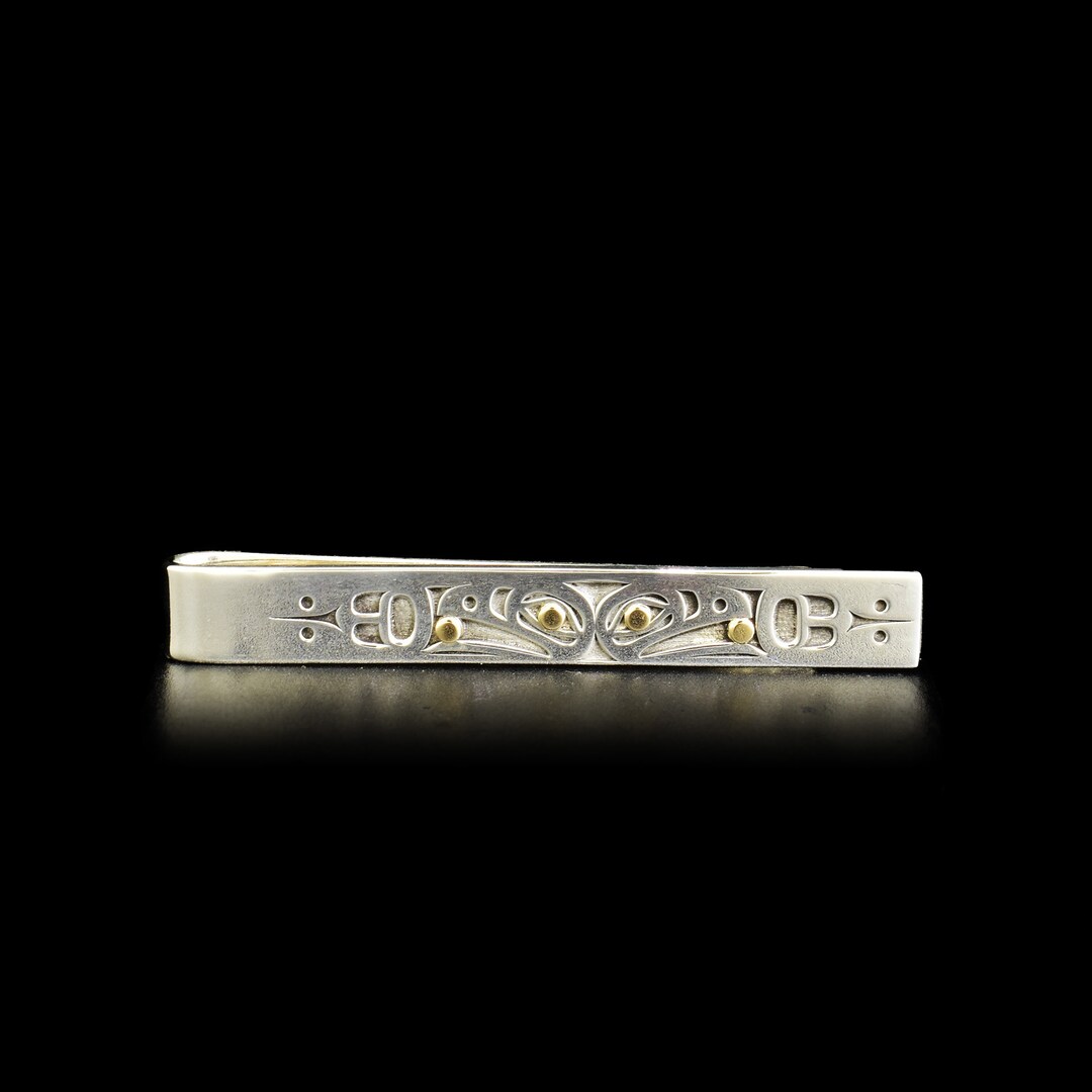 Canadian First Nations, Sterling Silver and 14K Gold Raven Tie Clip ...
