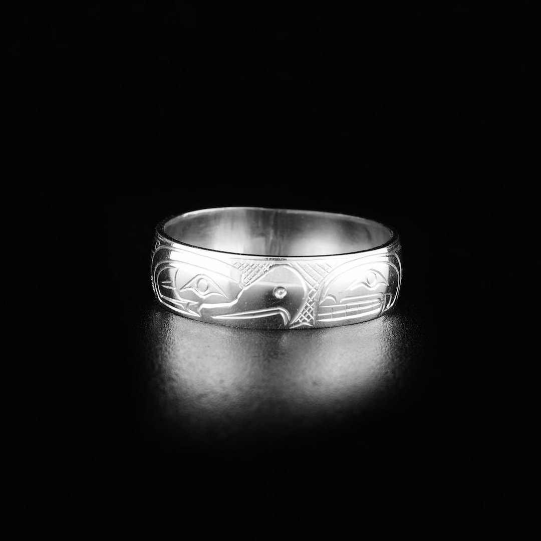 Canadian First Nations, Hand Carved Sterling Silver 1/4" Eagle and Orca ...