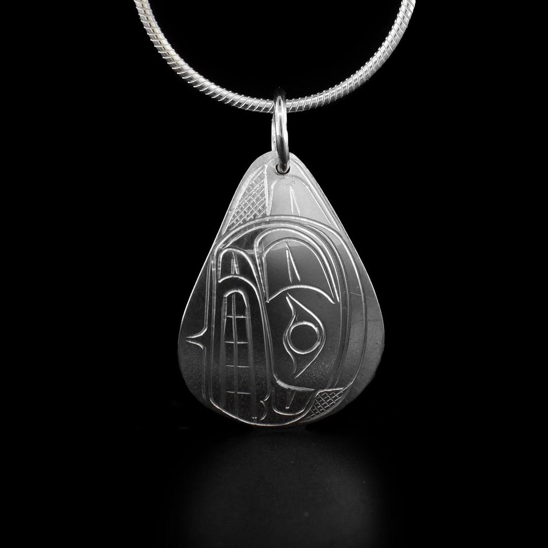 Canadian First Nations, Hand Carved Sterling Silver Teardrop Bear ...