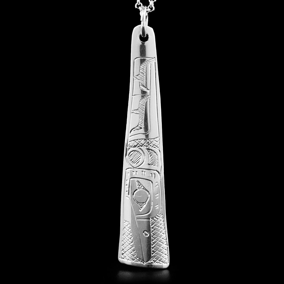 Canadian First Nations, Hand Carved Sterling Silver 2" Triangle ...