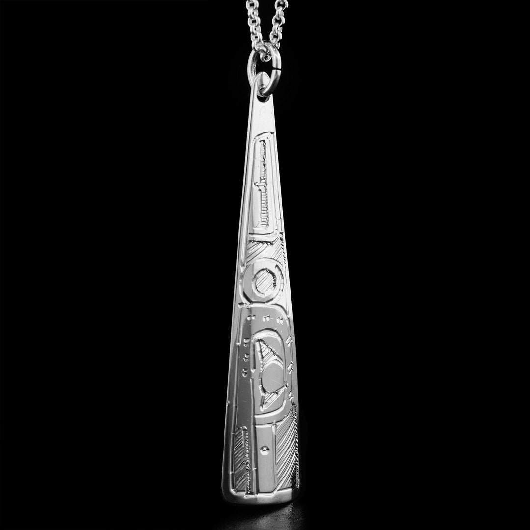 Canadian First Nations, Hand Carved Sterling Silver 2" Triangle ...