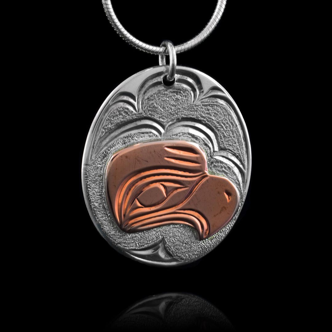 Canadian First Nations, Hand Carved Sterling Silver and Copper Small ...