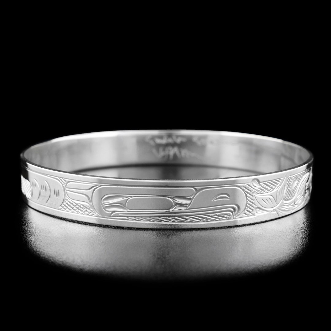 Canadian First Nations, Hand Carved Sterling Silver 3/8 Eagle Chasing ...
