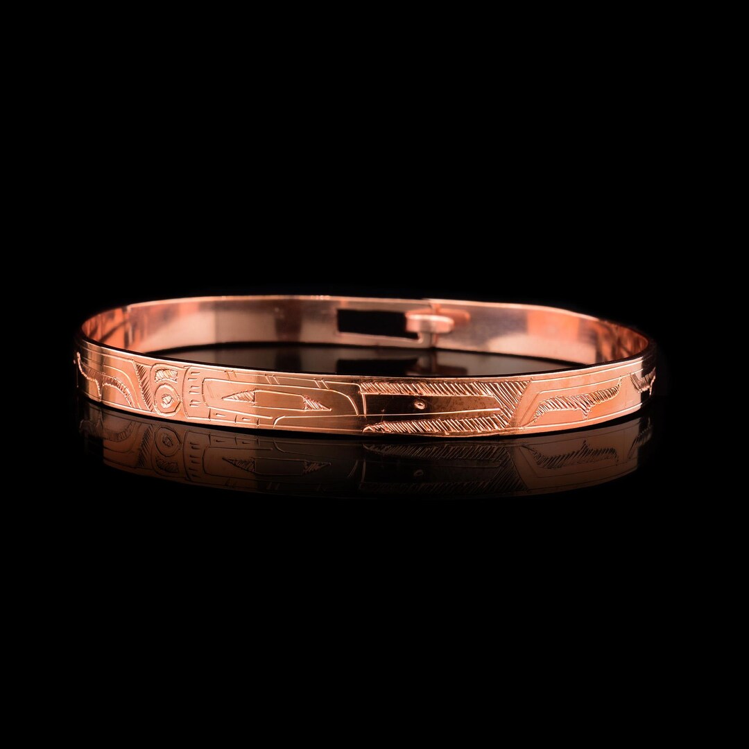 Canadian First Nations, Hand Carved Copper Hummingbird Clasp Bracelet ...