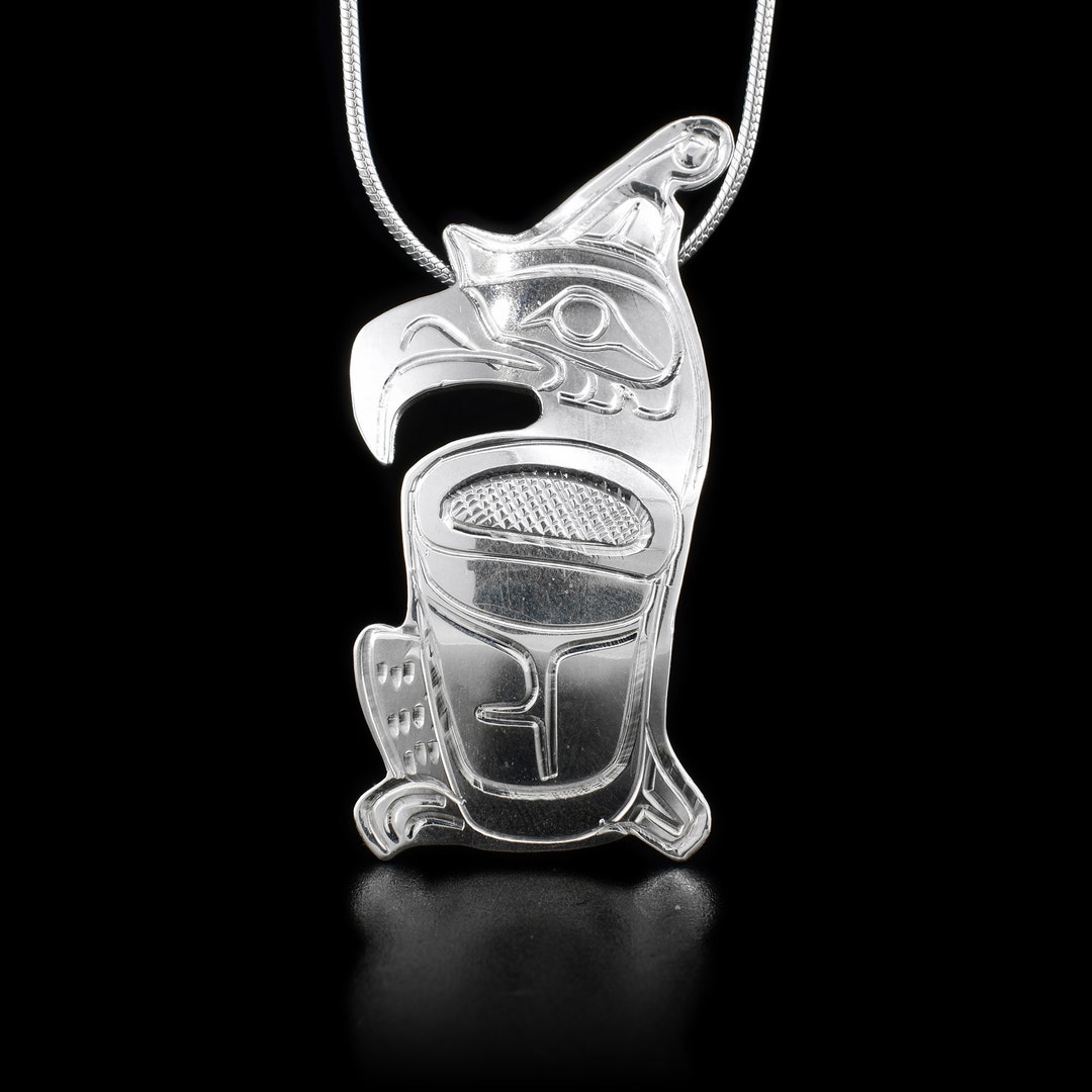 Canadian First Nations, Hand Carved Sterling Silver Thunderbird Pendant ...
