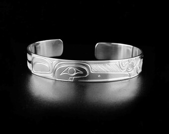 Northwest Coast First Nations, Hand Carved Sterling Silver 1/2 Wolf ...