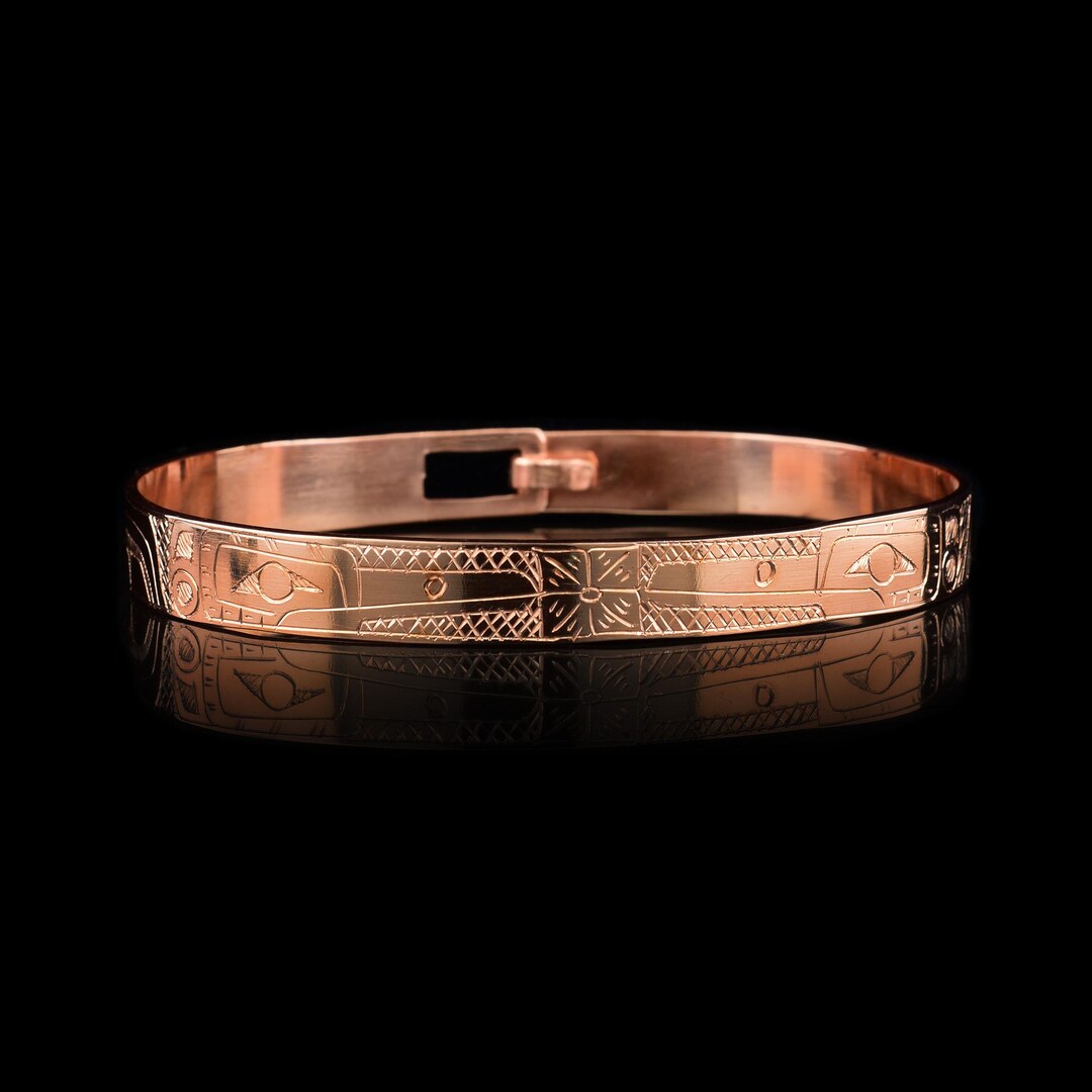 Canadian First Nations, Hand Carved Copper Dainty Flowers and ...
