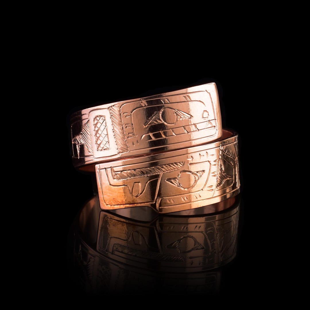 Canadian First Nations, Hand Carved Copper Eagle and Orca Wrap Around ...
