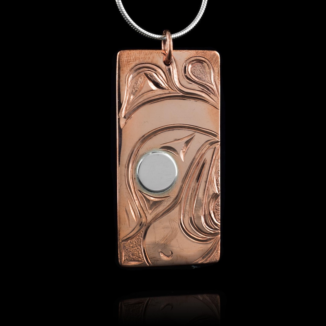 Canadian First Nations, Hand Carved Large Copper Eagle Pendant With ...