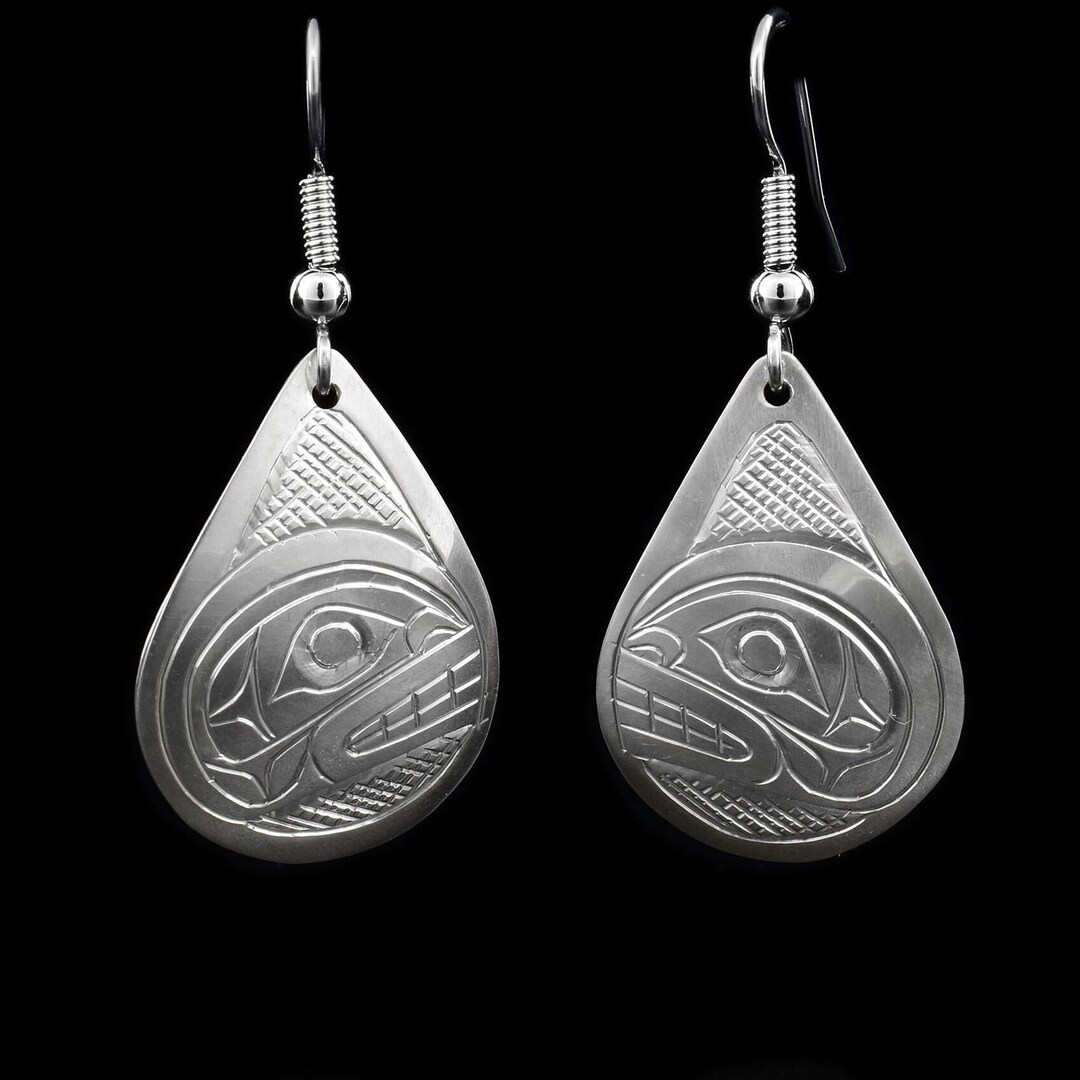 Canadian First Nations, Hand Carved Sterling Silver Mini Teardrop Orca ...