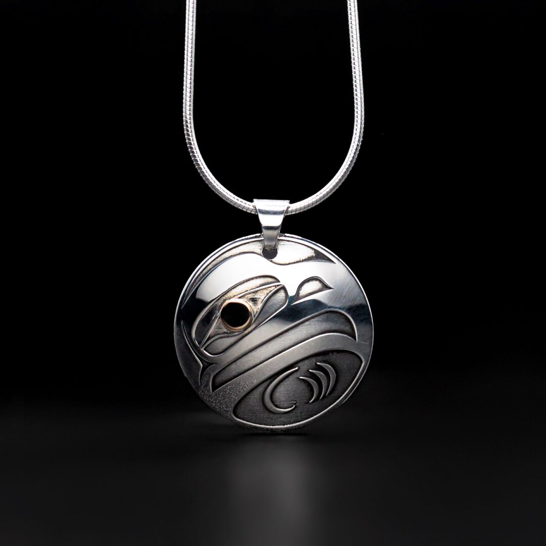 Canadian First Nations, Sterling Silver and 18K Gold Round Eagle ...