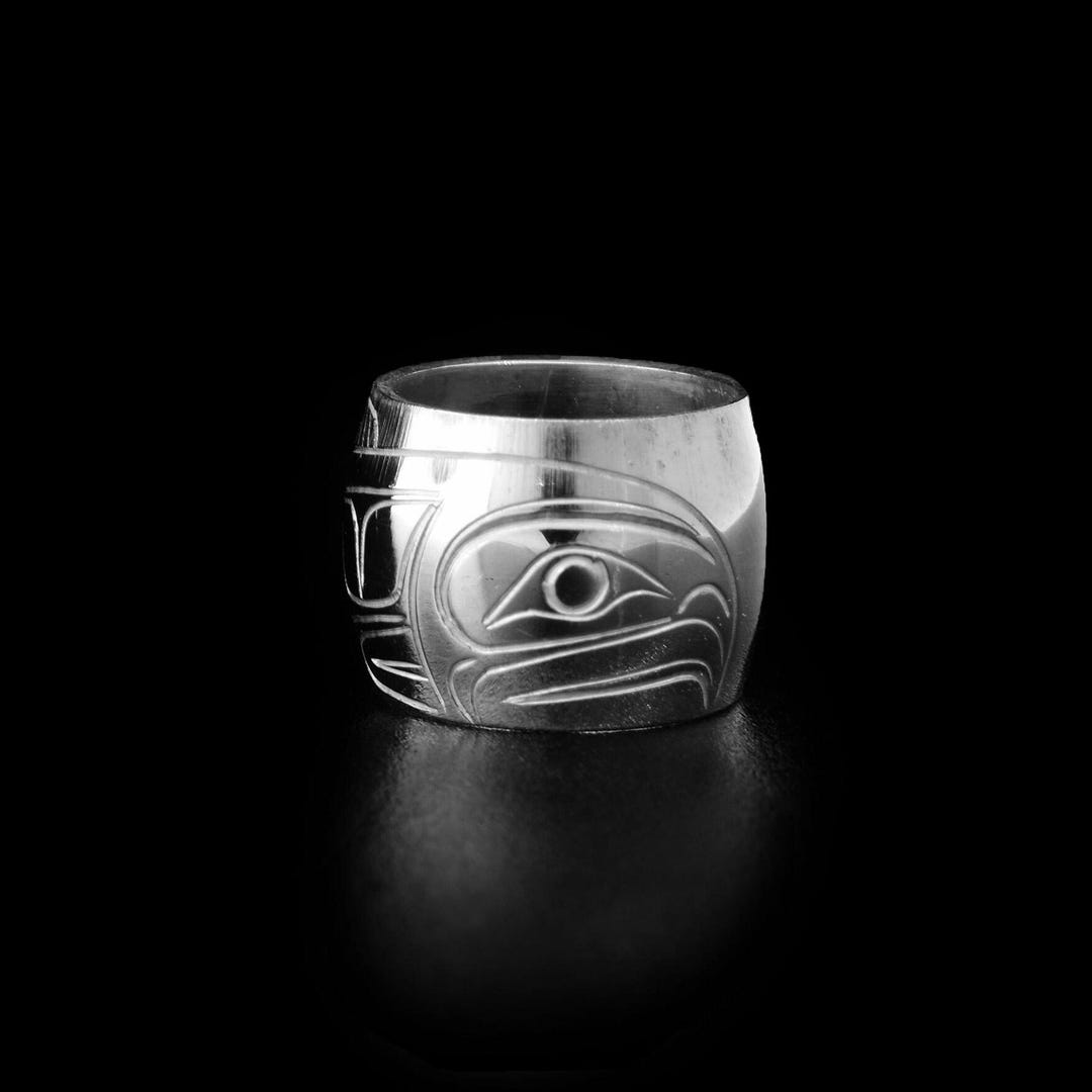 Canadian First Nations, Hand Carved Sterling Silver Salmon Spirit Bead ...