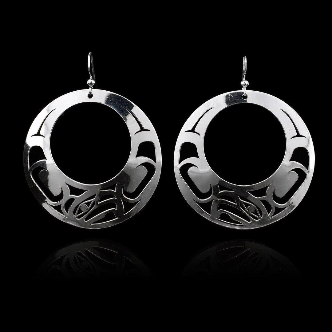 Canadian First Nations, Large Circle Cutout Eagle Earrings, Indigenous ...