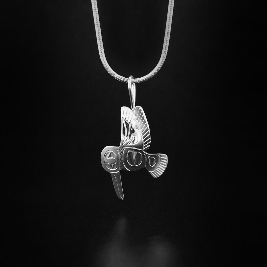 Canadian Indigenous, Hand Carved Sterling Silver Mini Hummingbird in ...
