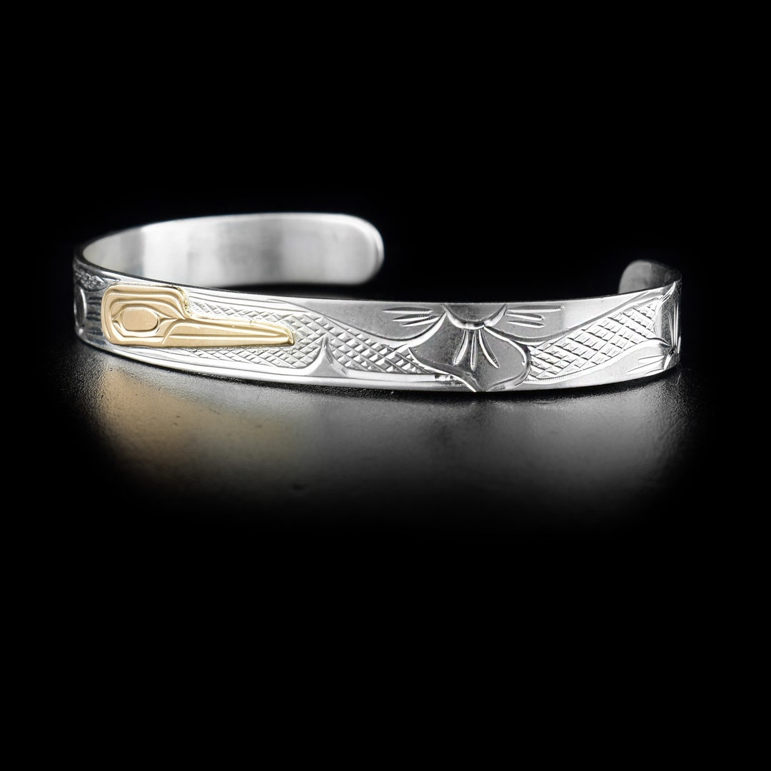 Northwest Coast Indigenous, Hand Carved Gold and Silver 1/4 Hummingbird ...