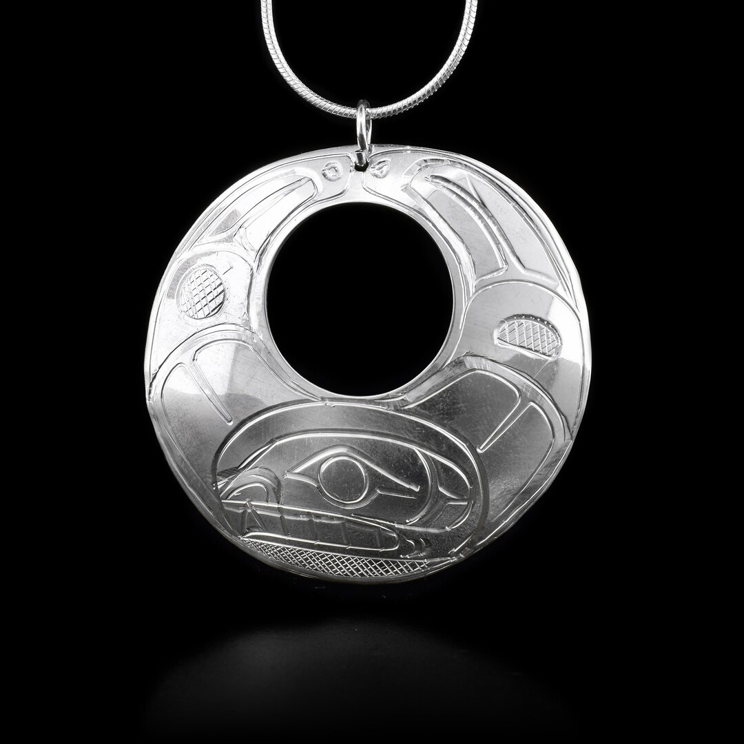Canadian First Nations, Hand Carved Sterling Silver Orca Cutout Pendant ...