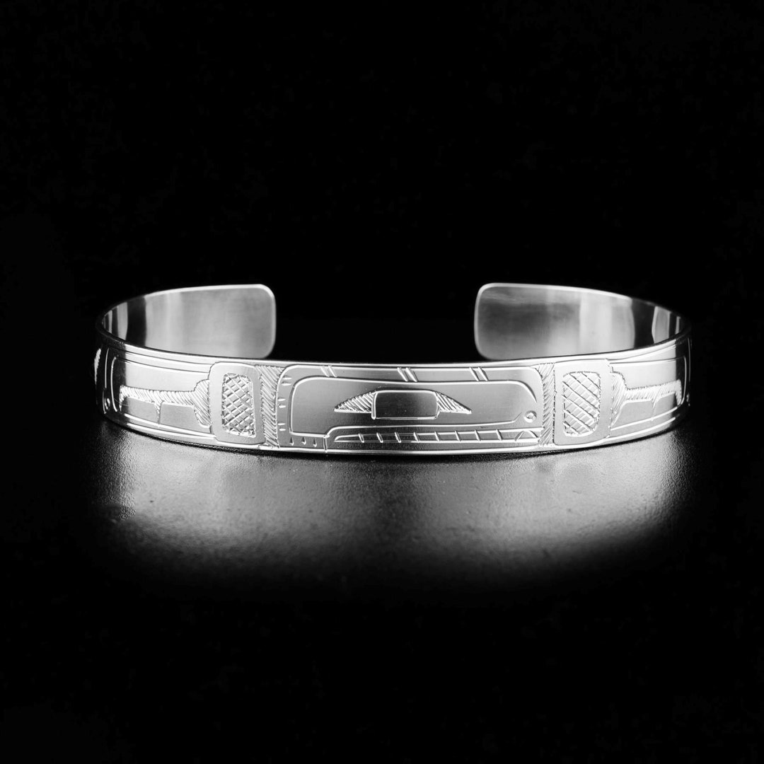 Canadian First Nations, Hand Carved Sterling Silver 3/8 Orca Cuff ...