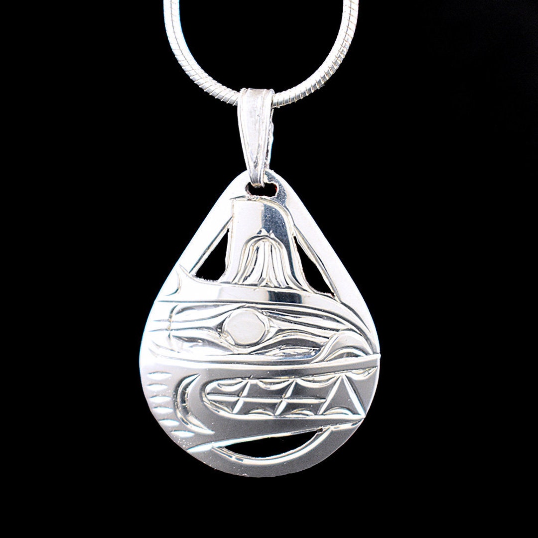 Canadian Indigenous, Hand Carved Sterling Silver Orca Pendant, First ...