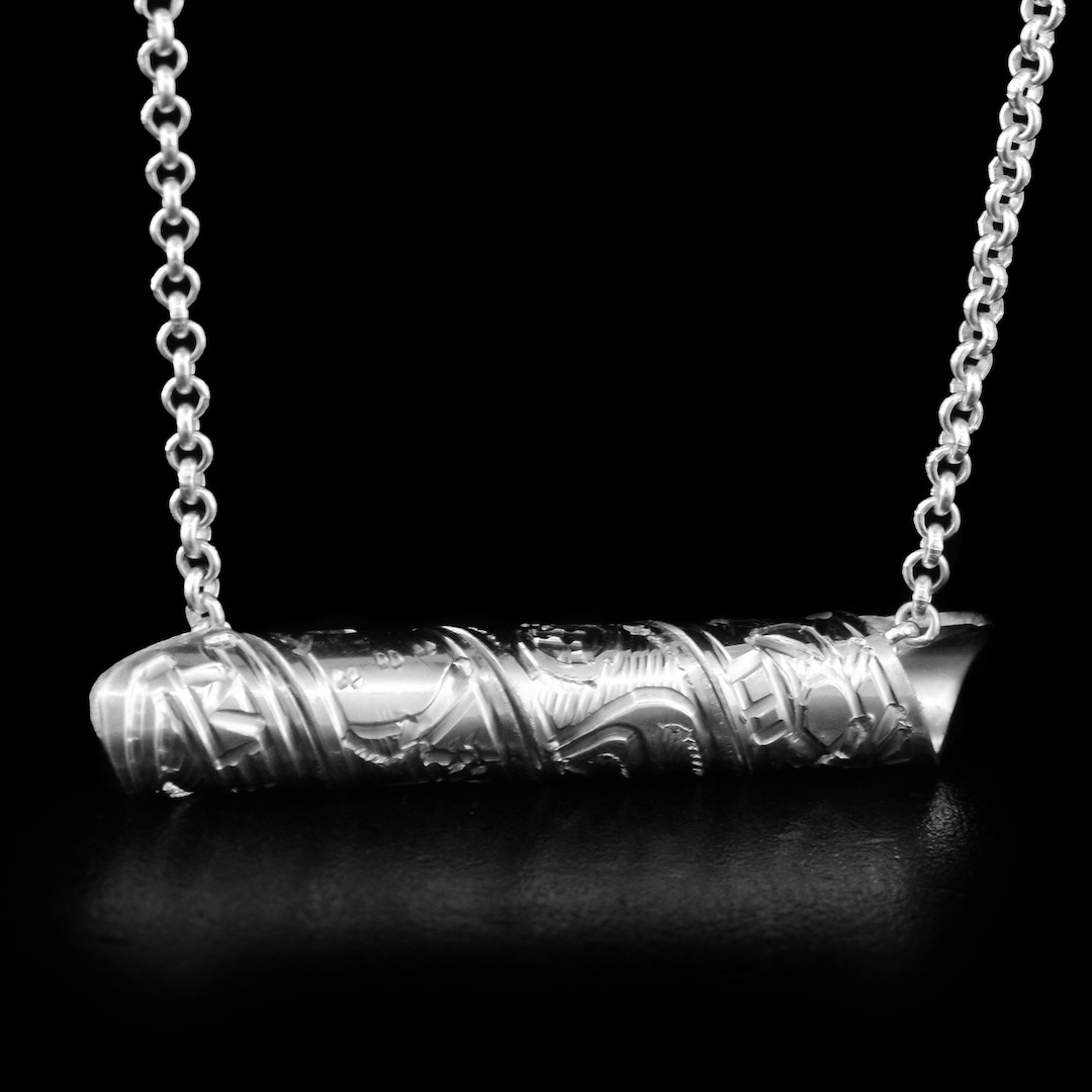 Canadian First Nations, Hand Carved Sterling Silver 1 1/4" Horizontal ...