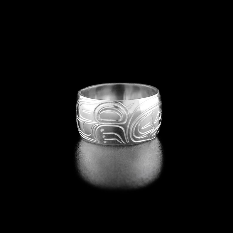 Canadian First Nations, Hand Carved Sterling Silver 3/8" Eagle Ring ...