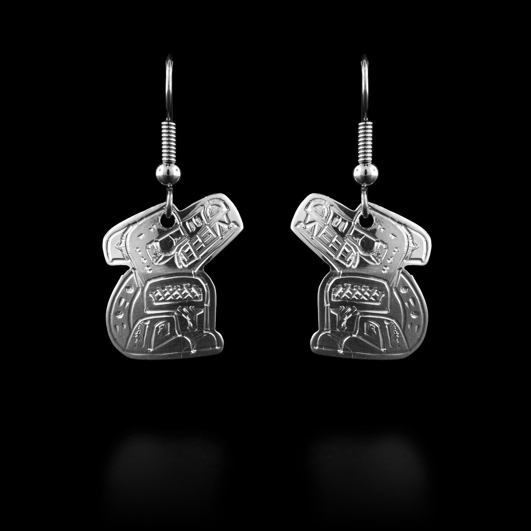 Canadian First Nations, Hand Carved Sterling Silver Cutout Wolf Dangle ...