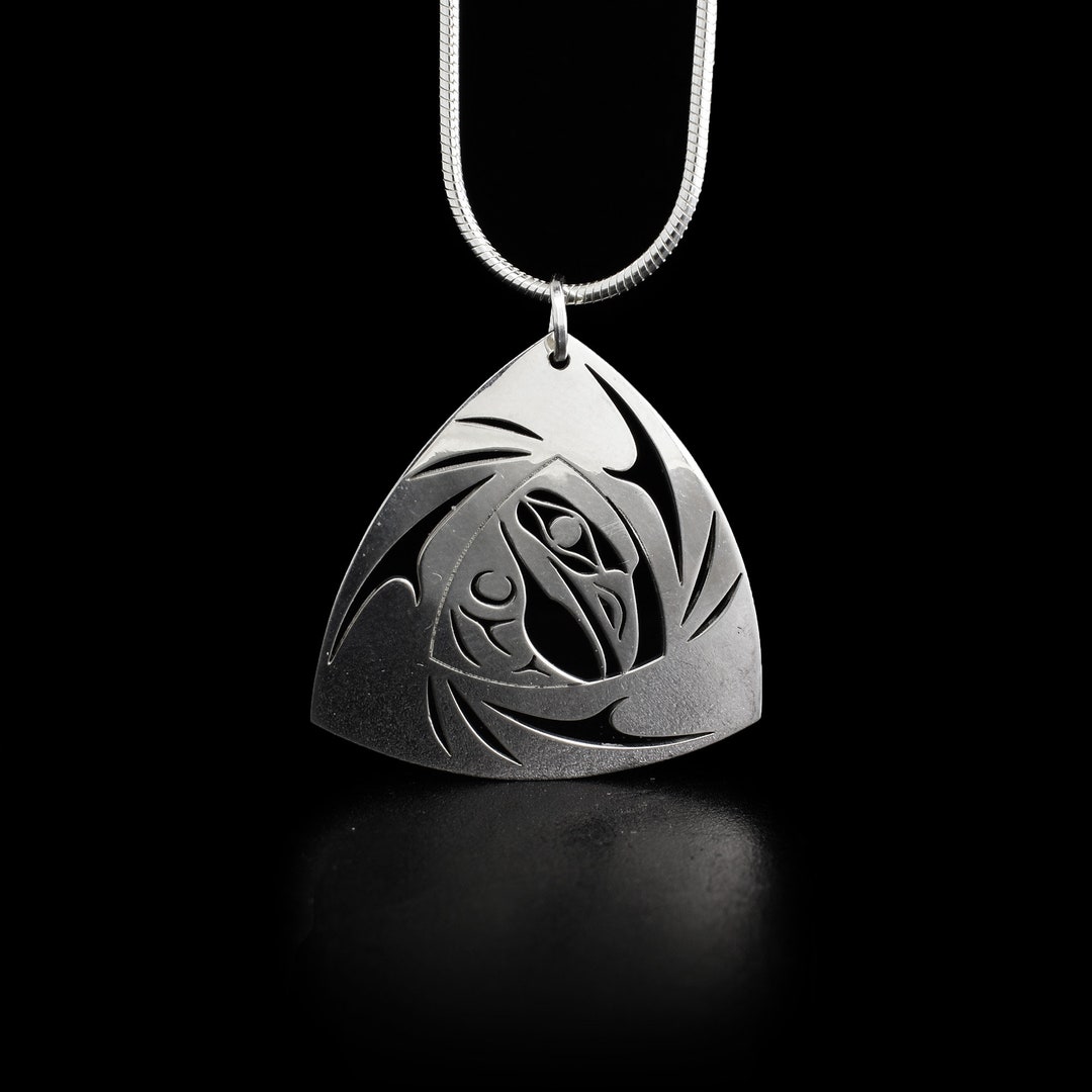 Canadian First Nations, Sterling Silver Triangular Mini Raven Pendant ...