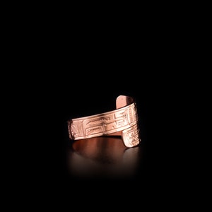 Canadian First Nations, Hand Carved Wolf and Orca Wrapped Copper Ring ...