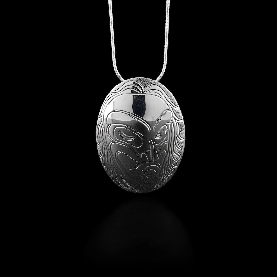 Canadian Indigenous, Hand Carved Sterling Silver Wild Woman Pendant ...