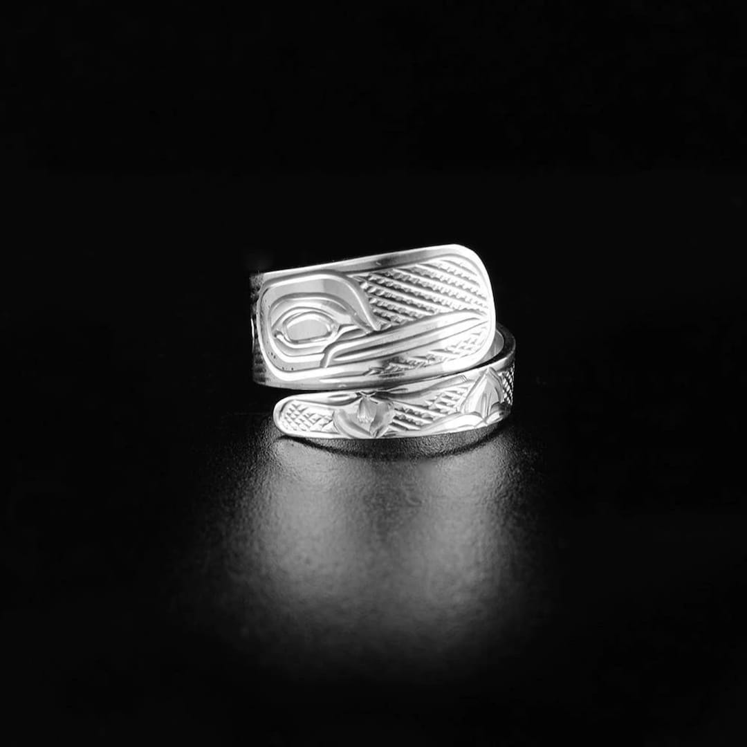 Canadian First Nations, Hand Carved Sterling Silver 3/8" Tapered ...