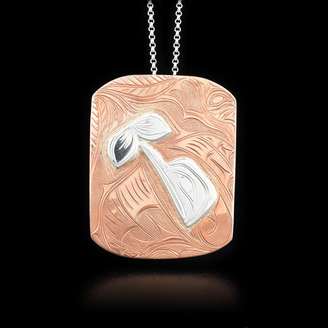 Canadian First Nations, Hand Carved Copper and Silver Large Hummingbird ...