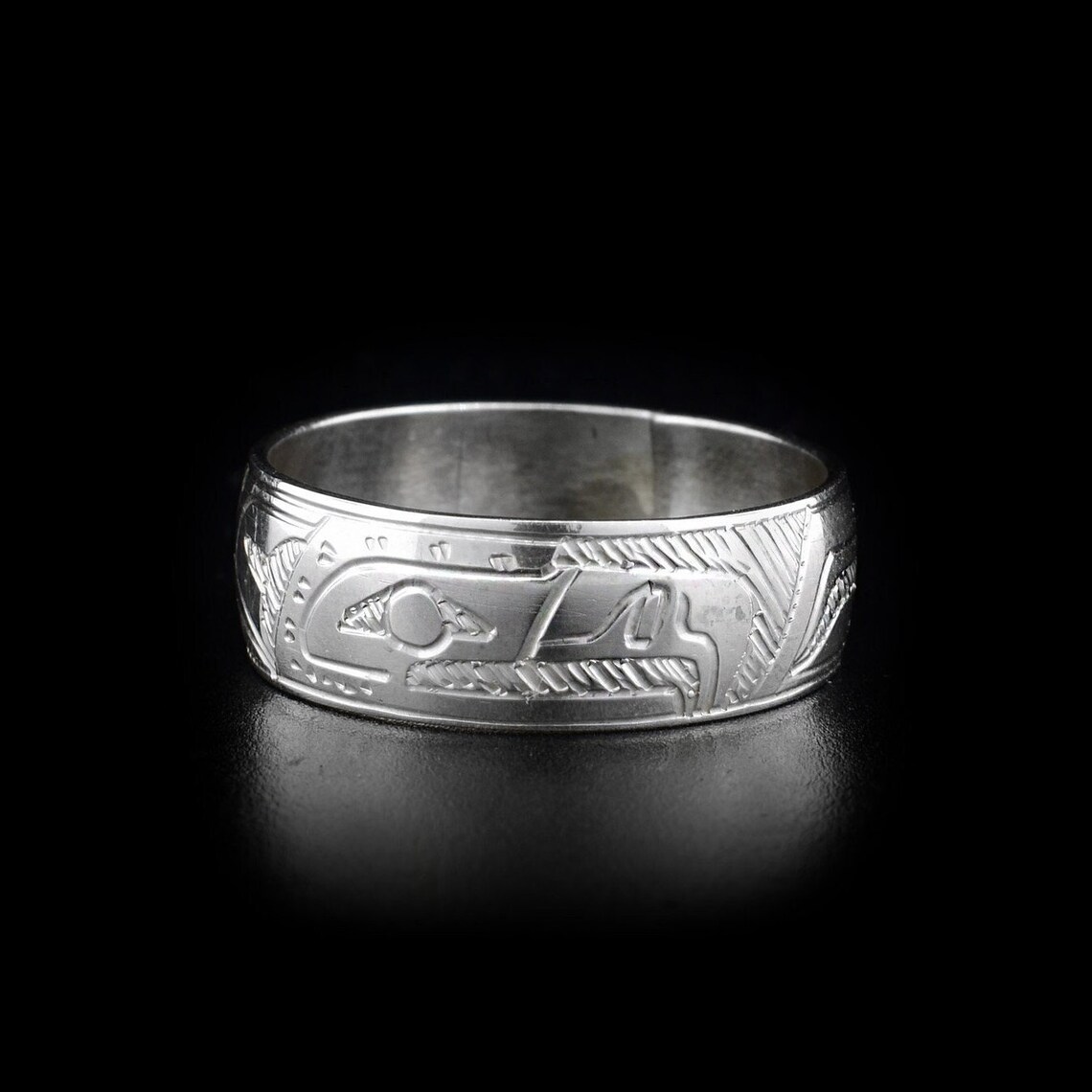 Northwest Coast Indigenous, Hand Carved Sterling Silver 5/16" Eagle ...