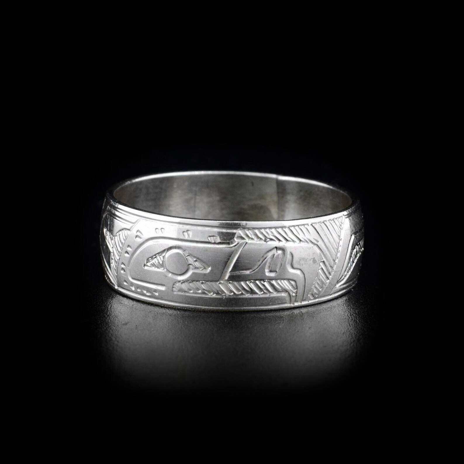 Northwest Coast Indigenous, Hand Carved Sterling Silver 5/16" Eagle ...