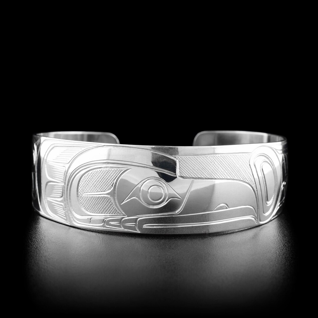 Northwest Coast First Nations, Hand Carved Sterling Silver 3/4" Raven ...