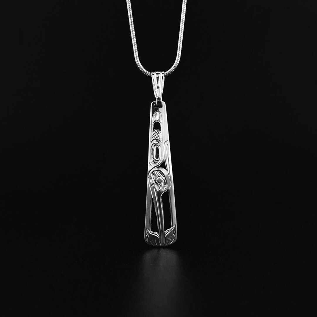 Canadian Indigenous, Hand Carved Sterling Silver Long Tapered ...