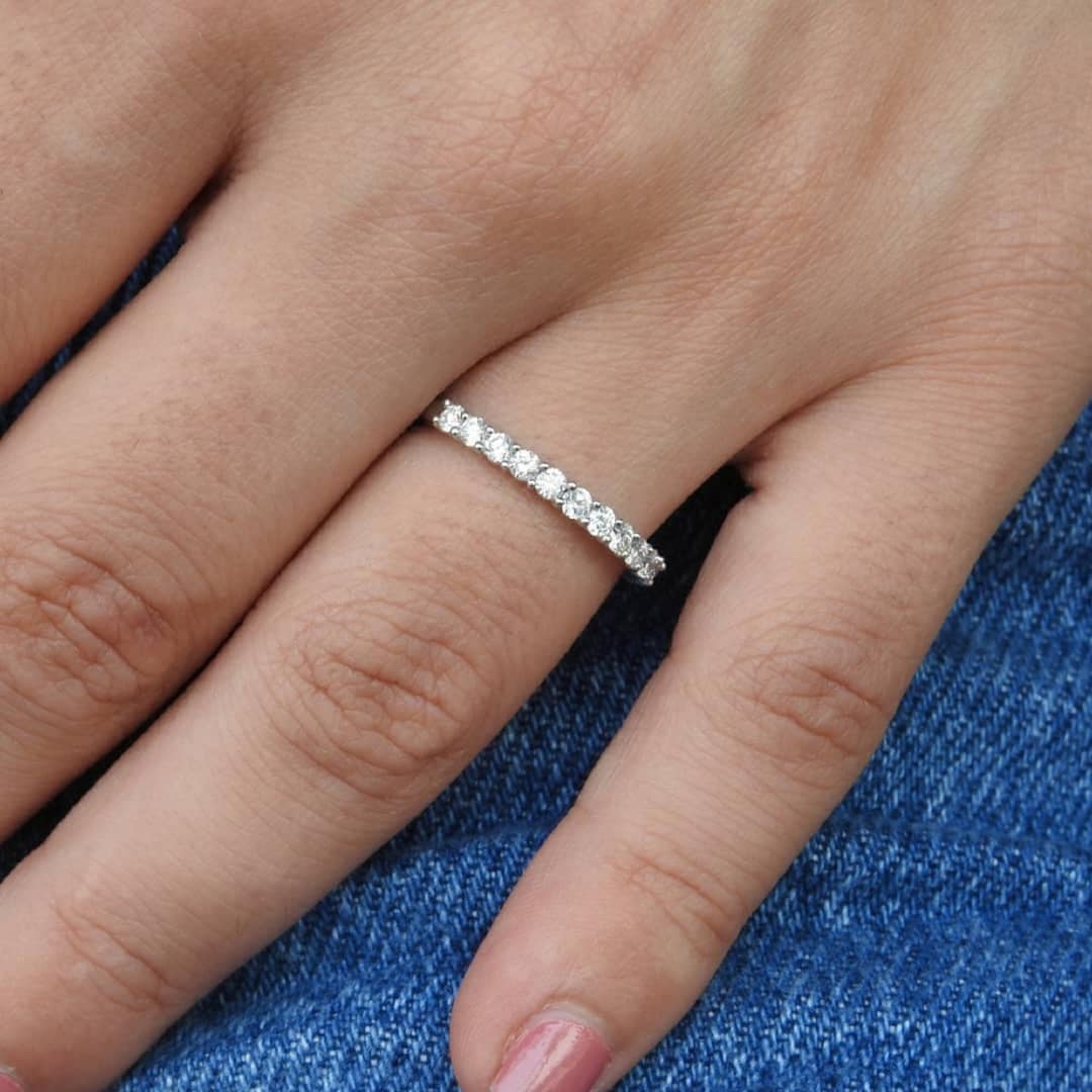 950 Platinum 2 Mm Diamond Wedding Band, Minimalist Simple Band, Thin ...