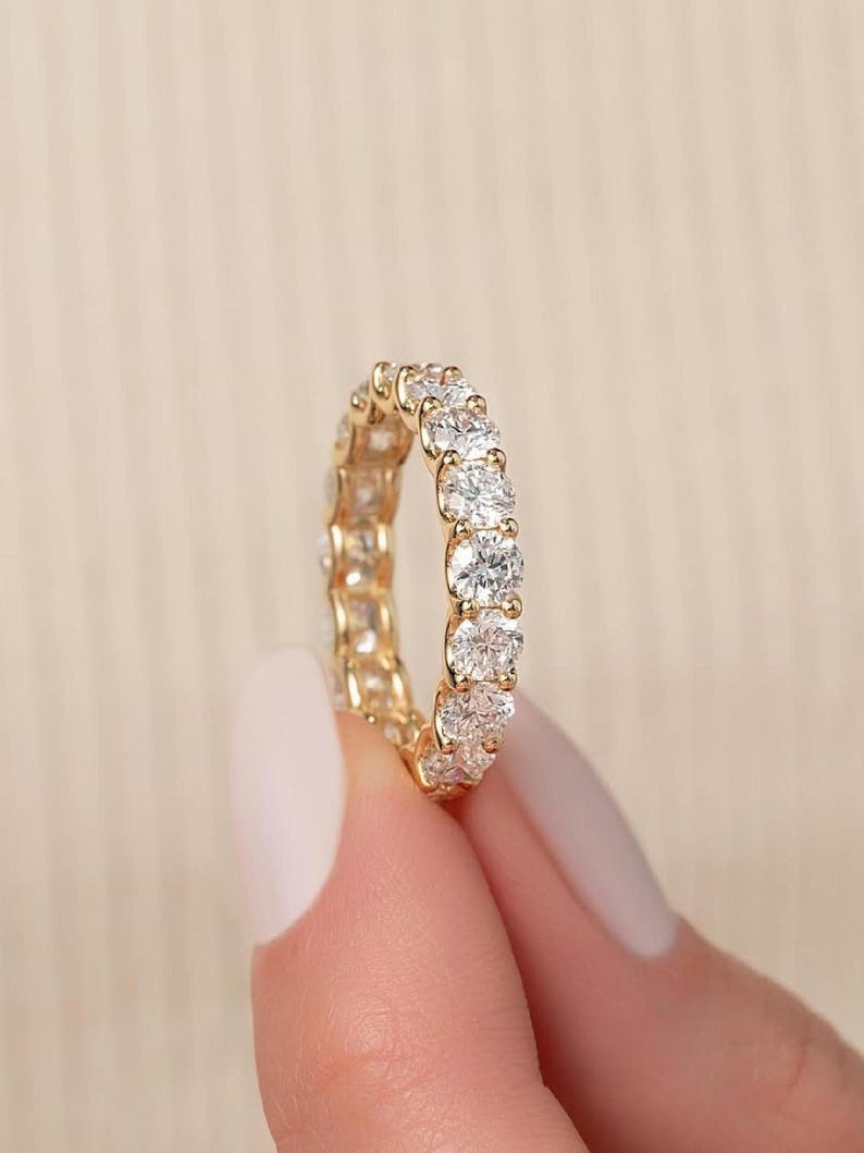 2 CTW Genuine Moissanite U Shaped Prong FULL Eternity Band 14k Solid ...