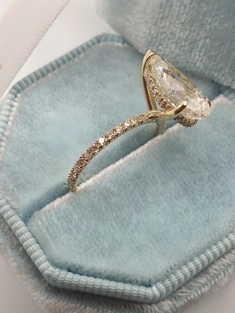 4 CT Pear Cut Moissanite Engagement Ring Pear Cut Solitaire - Etsy