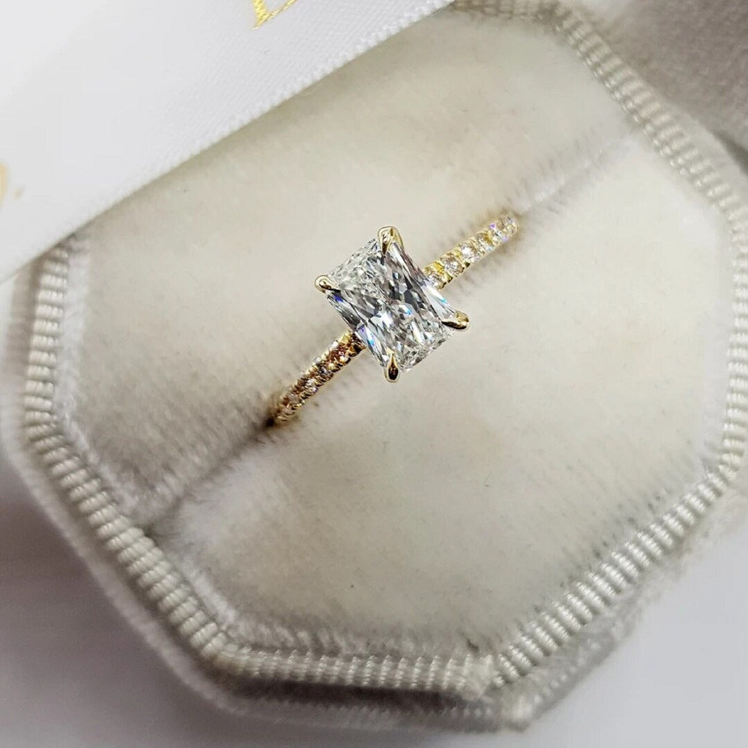 Unique 1 CT Radiant Cut Moissanite Engagement Ring | Forever One ...