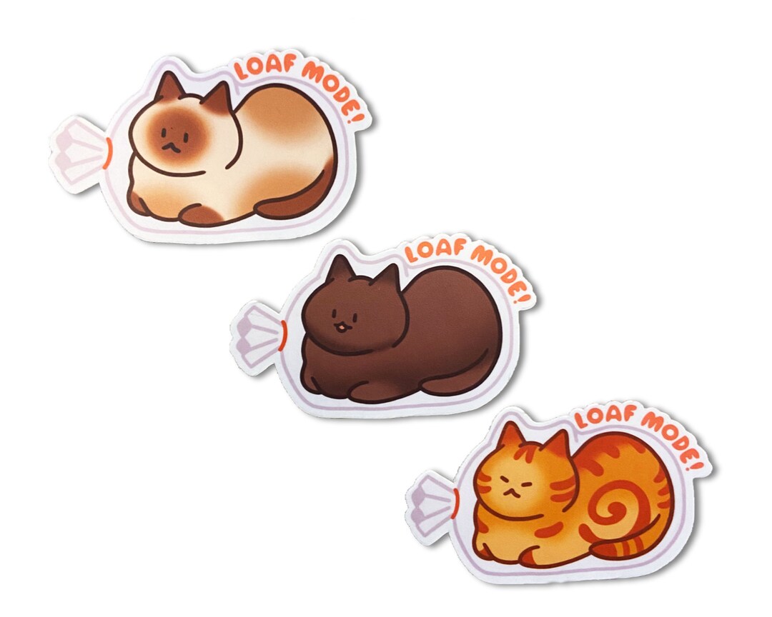 Loaf Mode Cat Stickers - Orange Cat Sticker - Siamese Cat Sticker ...