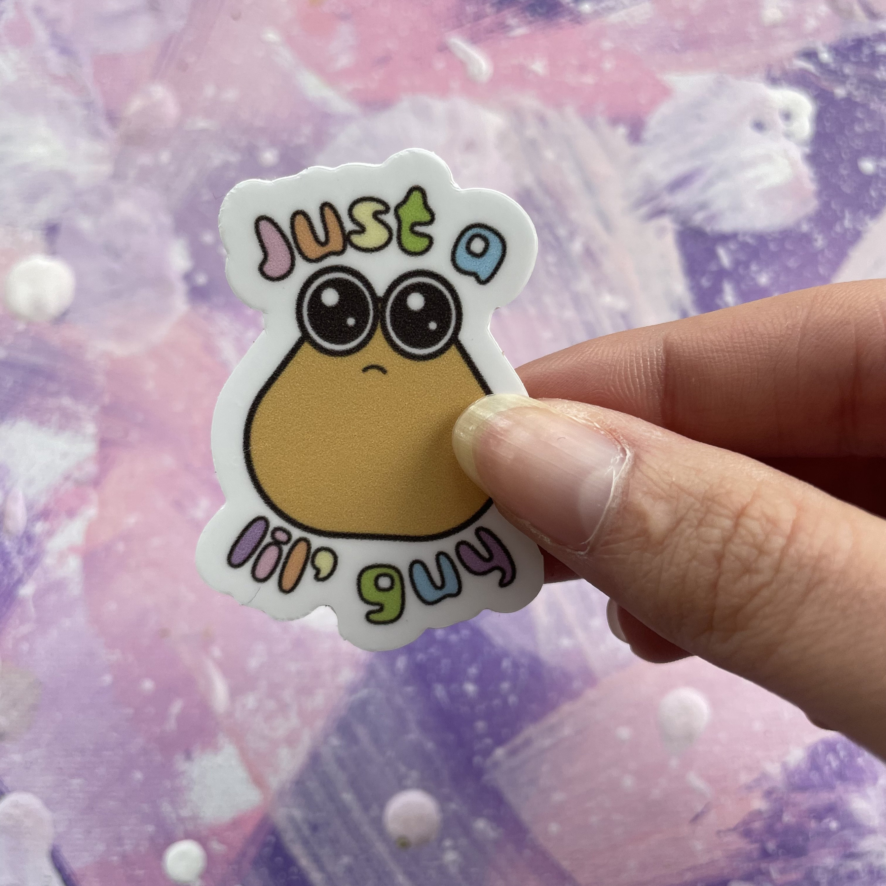 Pou Just a Lil' Guy Vinyl Sticker Waterproof Sticker Laptop and Woterbottle 2010s Phone Game ...