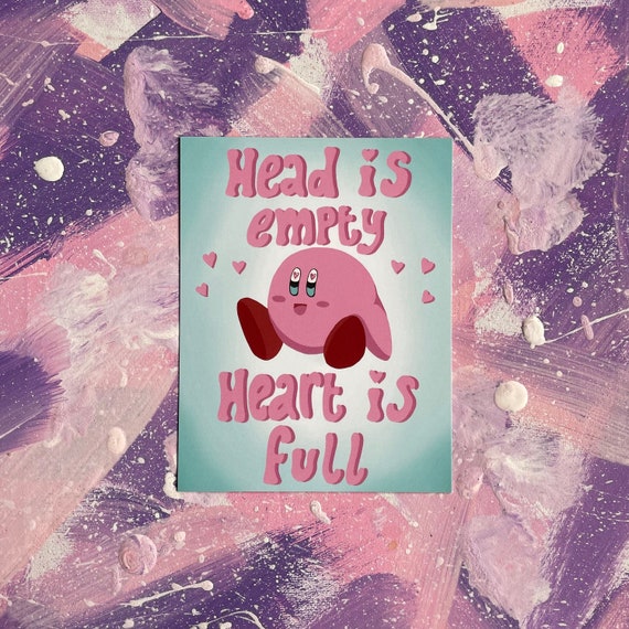 Kirby Head Empty Heart Full Art Print Kirby and the - Etsy